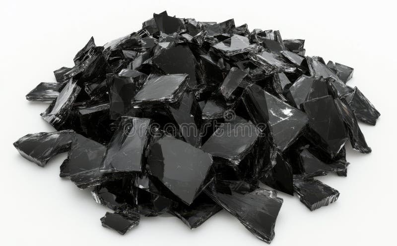 Shards of Black Material Scattering Across White Surfaces Create a ...