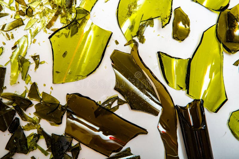 Broken Glass Wine Bottles on a White Background Stock Photo - Image of ...