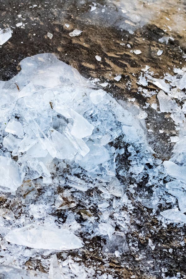 Shards of Ice on a Frozen Ground Stock Photo - Image of puddle, debris ...
