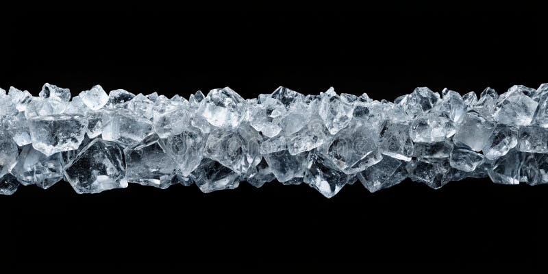 Shards of Ice Poured Horizontally at the Bottom Isolated on a Black ...