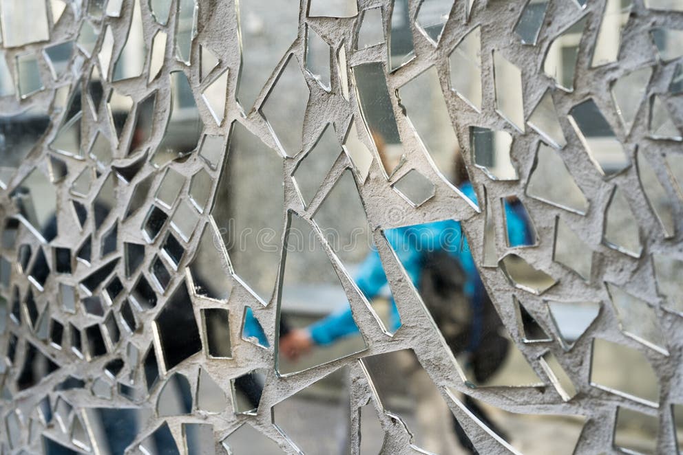 Shards of a Mirror Glass Pattern on a Wall Stock Image - Image of ...