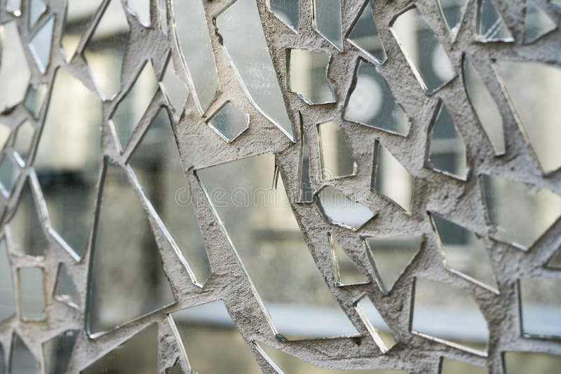 Shards of a Mirror Glass Pattern on a Wall Stock Image - Image of ...