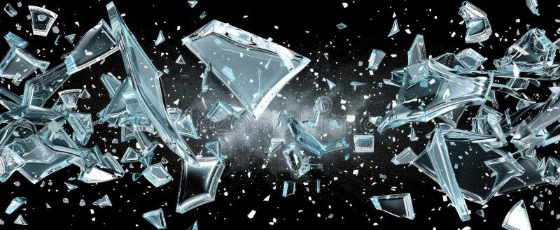 Shards of Shattered Glass Against a Clean Background Stock Image ...