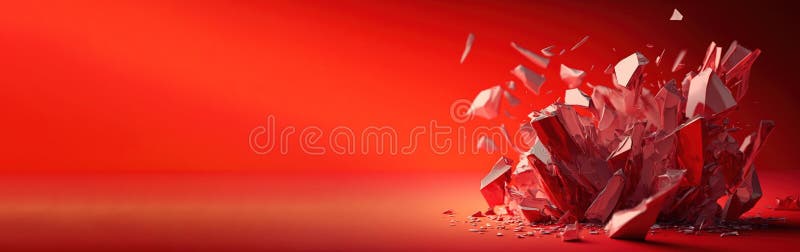 Shards of Shiny Glass and Ice in Flight, Isolate, Red Background. AI ...