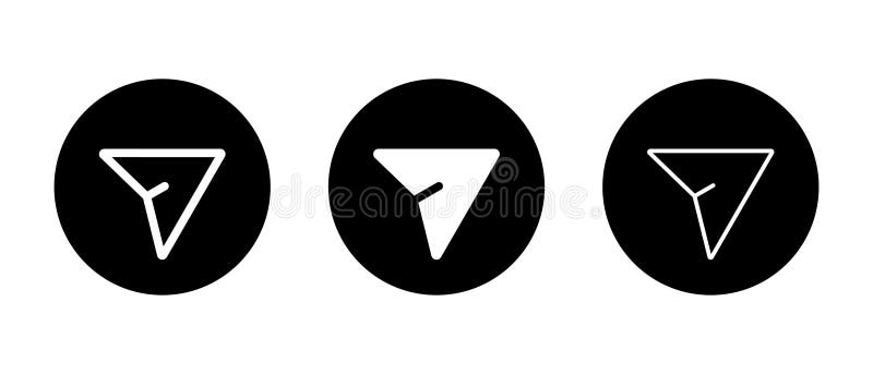 Share Arrow Icon Set on Black Circle. Send Message Button Sign Symbol ...