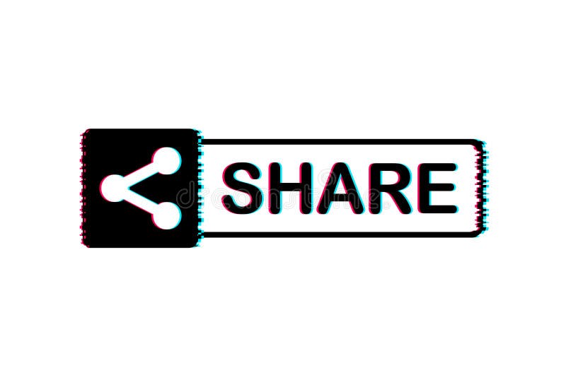 Share Button in Neon Style on Blue Background. Social Media Stock ...