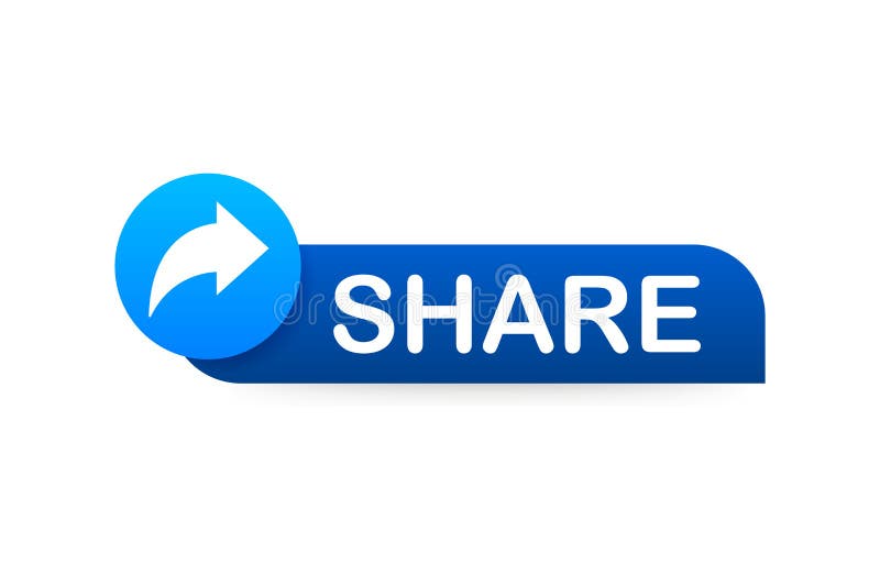 Share Button in Flat Style on Blue Background. Social Media. Vector ...