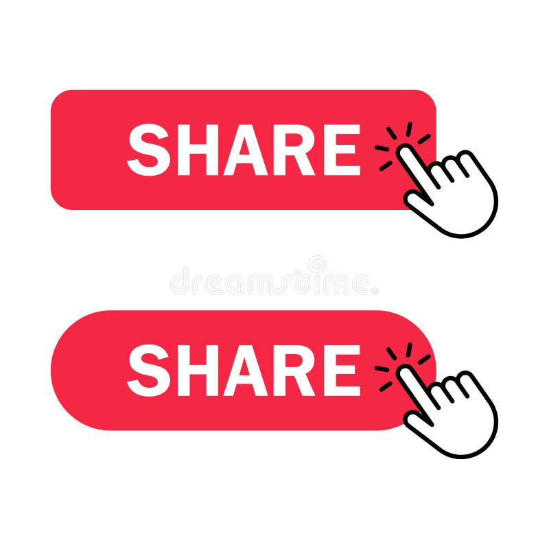 Share Button with Hand Shaped Cursor Stock Vector - Illustration of ...