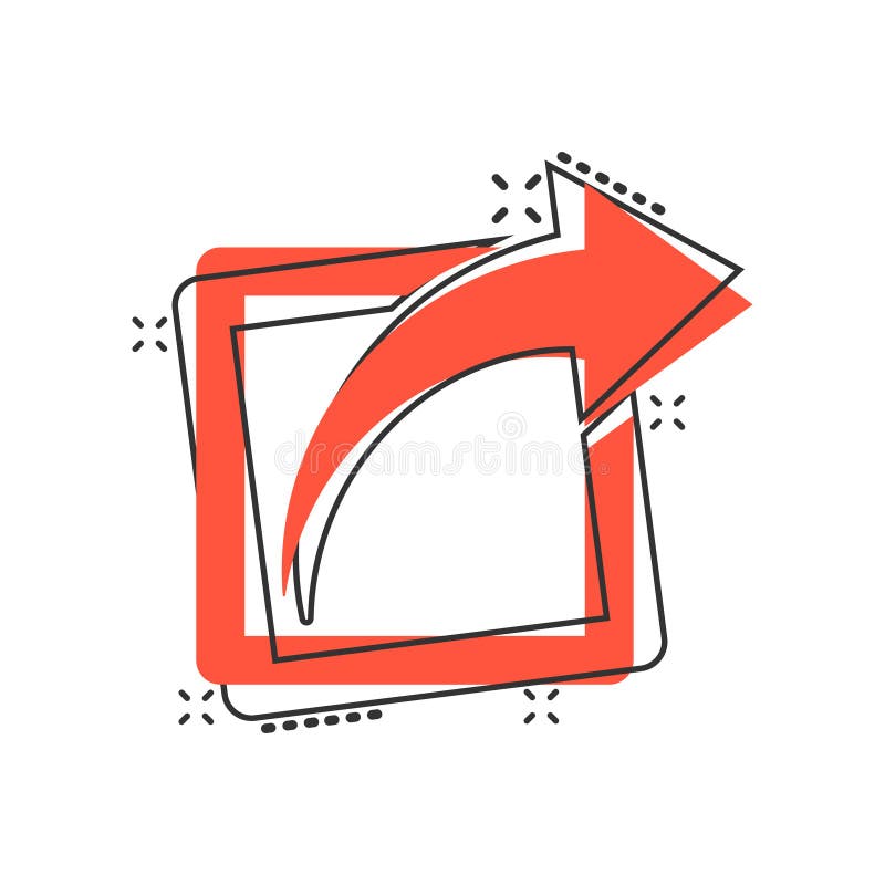 Share Button Icon in Comic Style. Arrow Cartoon Sign Vector ...
