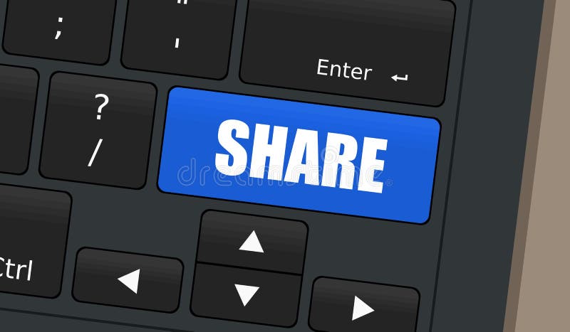 Share button on keyboard stock vector. Illustration of button - 251276004