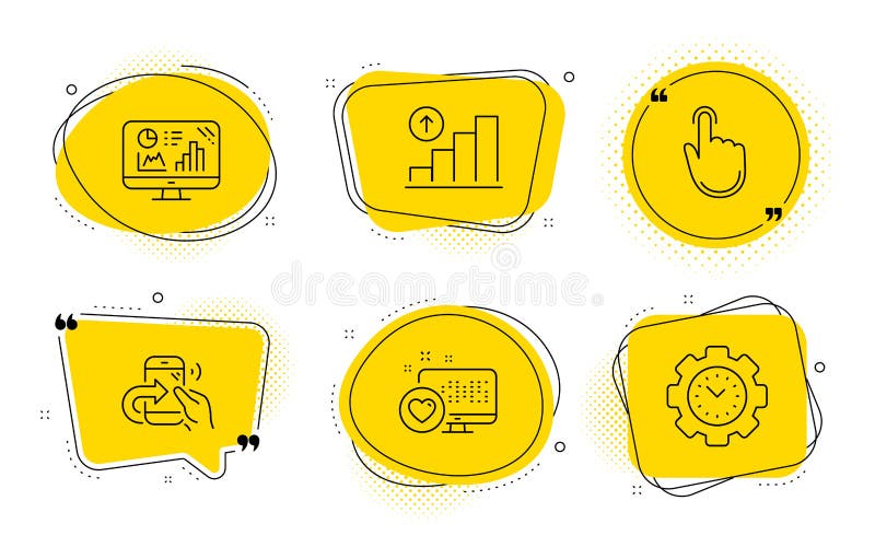 Share Call, Heart and Graph Chart Icons Set. Analytics Graph, Hand ...