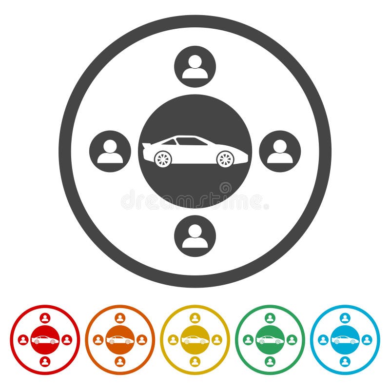 Share a Car Ring Icon, Color Set Stock Vector - Illustration of auto ...