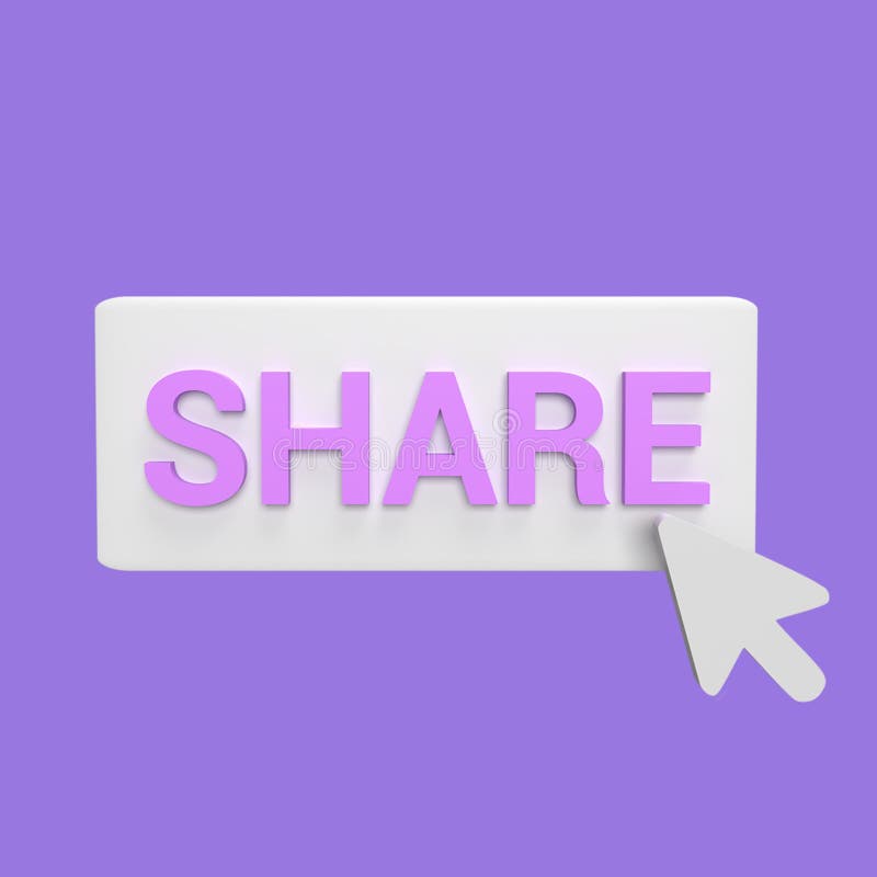 Share Click with Cursor 3d Icon Model Cartoon Style Concept. Render ...