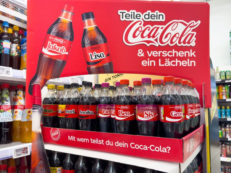 Share a Coke Display with Personalized German Names on Coca-cola ...