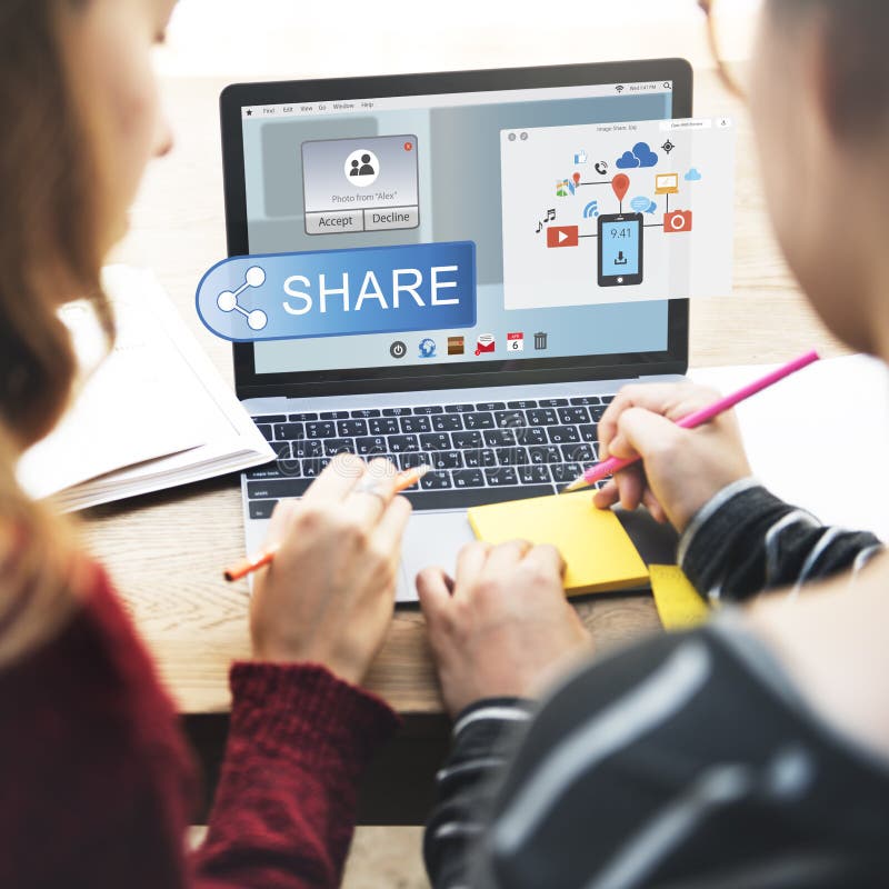 Share Connect Communicate Transfer Cloud Concept Stock Photo - Image of ...