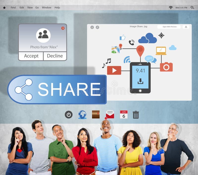 Share Connect Communicate Transfer Cloud Concept Stock Image - Image of ...