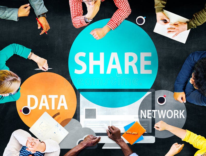 Share Data Network Sharing Social Network Connection Concept Stock ...