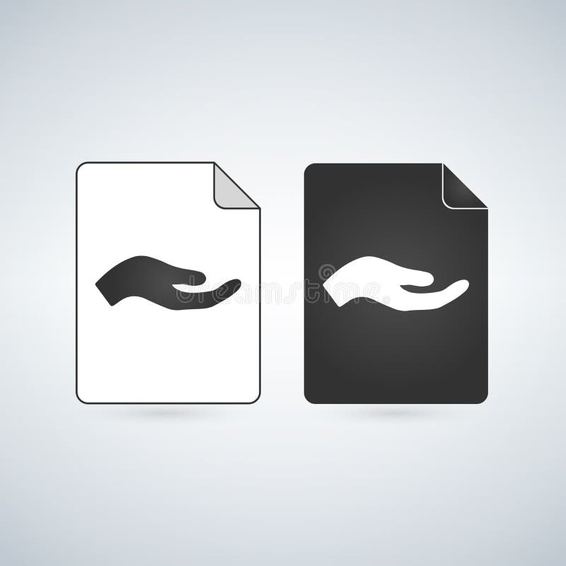 Share Document File Vector Icon with Hand. Flat Sign for Mobile Concept ...