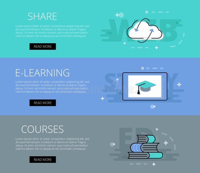 Share E-learning Courses. Vector Banners Template Set Stock ...