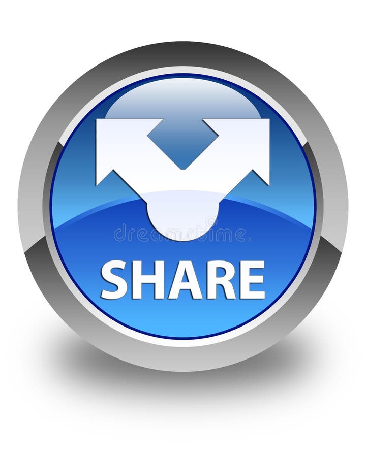 Share Icon Glossy Blue Round Button Stock Illustration - Illustration ...
