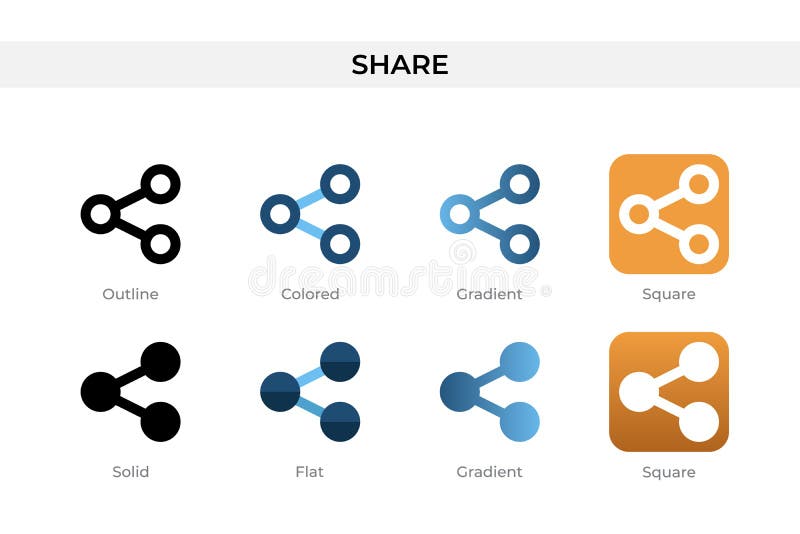 Share Icon in Different Style. Share Vector Icons Designed in Outline, Solid, Colored, Gradient ...