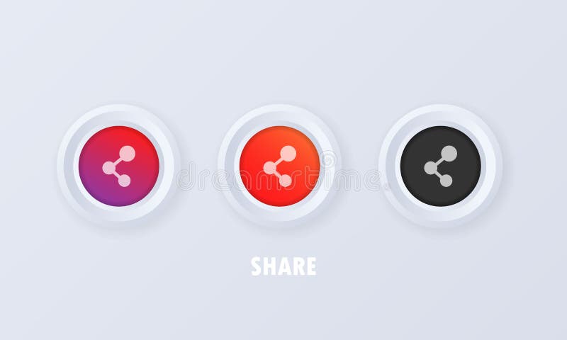 Share Icon Set. Share Button in 3d Style. Social Media Button. Sign ...