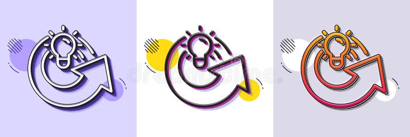 Share Idea Line Icon. Light Bulb or Lamp Sign. Halftone Dotted Pattern ...