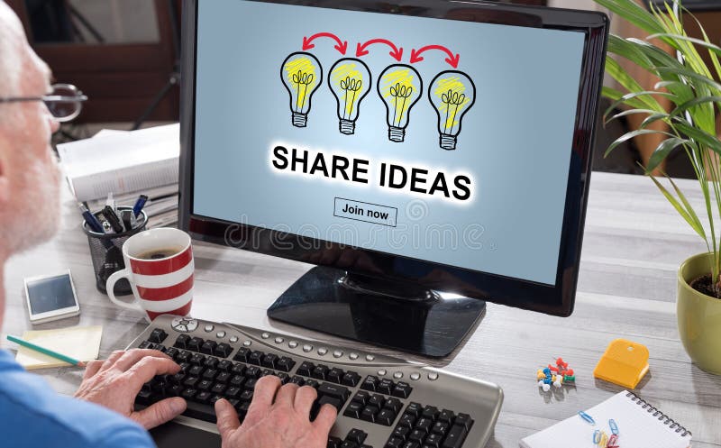 Share Ideas Concept on a Computer Stock Photo - Image of application ...