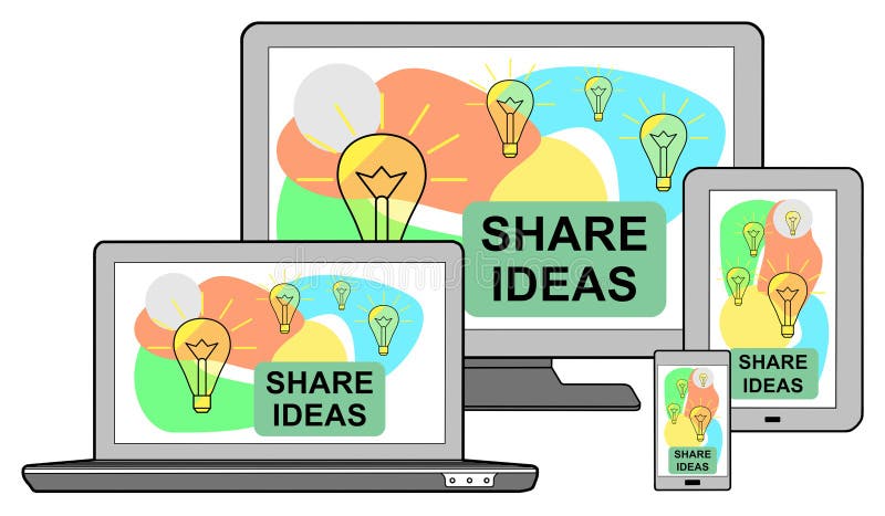Share Ideas Concept on a Whiteboard Stock Illustration - Illustration ...