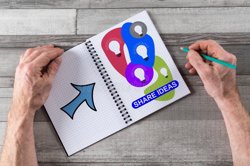 Share Ideas Concept on a Notepad Stock Image - Image of knowledge ...