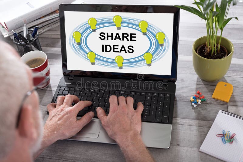 Share Ideas Concept on a Laptop Screen Stock Photo - Image of ...