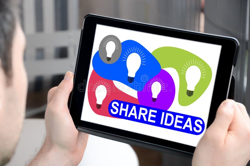 Share Ideas Concept on a Tablet Stock Illustration - Illustration of invention, group: 275013570