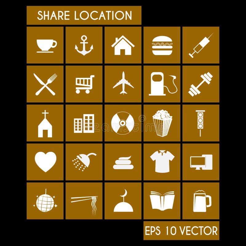 Share Location Icon Set stock vector. Illustration of direction - 38912897