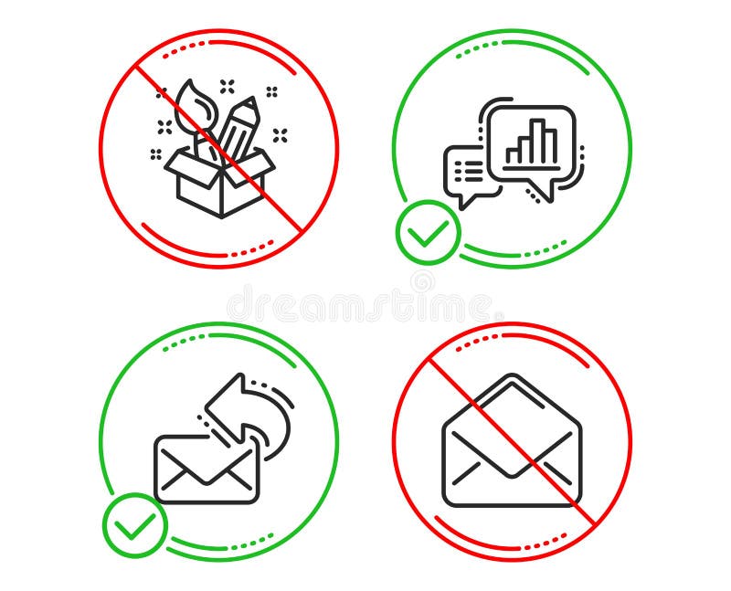 Share Mail, Graph Chart and Creativity Icons Set. Mail Sign. New E-mail ...