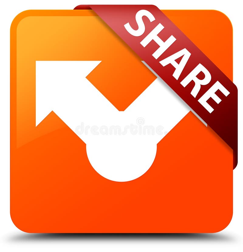 Share Orange Square Button Red Ribbon in Middle Stock Illustration ...