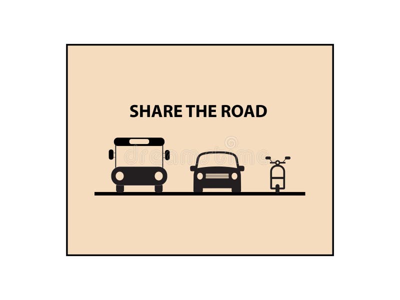 Share the Road Sign for Buses, Car and Motorcycles with Text Stock ...