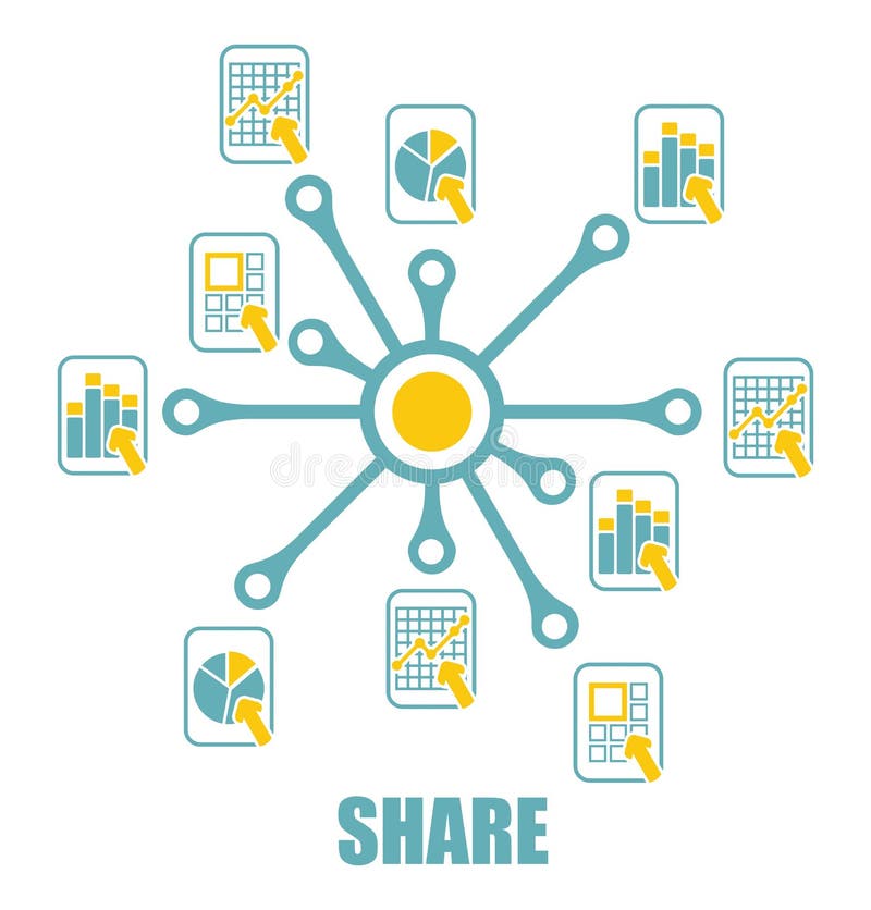Share Sign with Abstract Document Icons Stock Vector - Illustration of ...