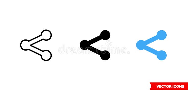 Share Symbol Icon of 3 Types Color, Black and White, Outline. Isolated ...