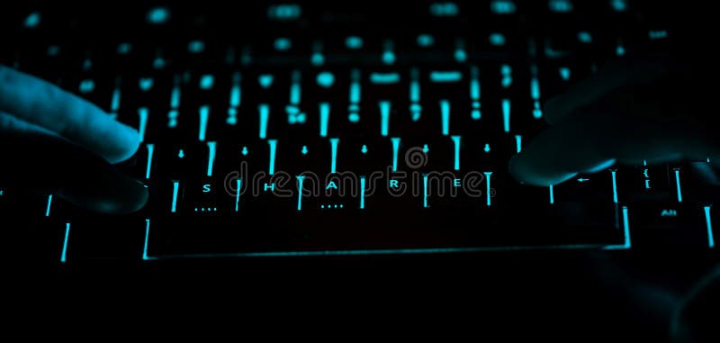 Share - Text on Illuminated Computer Keyboard at Night. Stock Photo ...