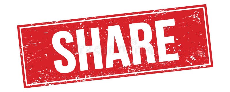 SHARE Text on Red Grungy Rectangle Stamp Stock Illustration ...