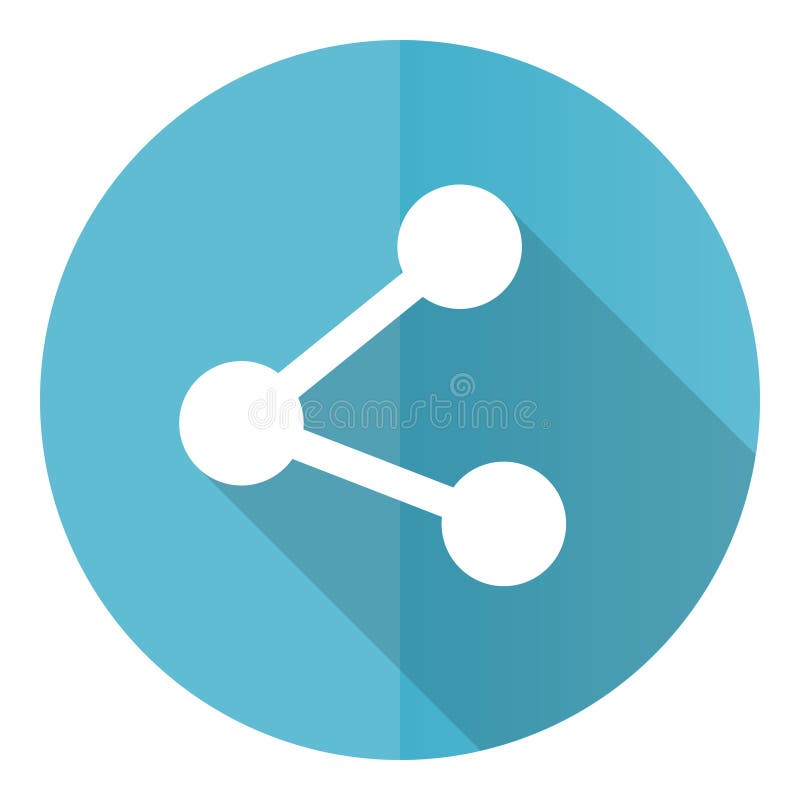 Share Vector Icon, Flat Design Blue Round Web Button Isolated on White ...