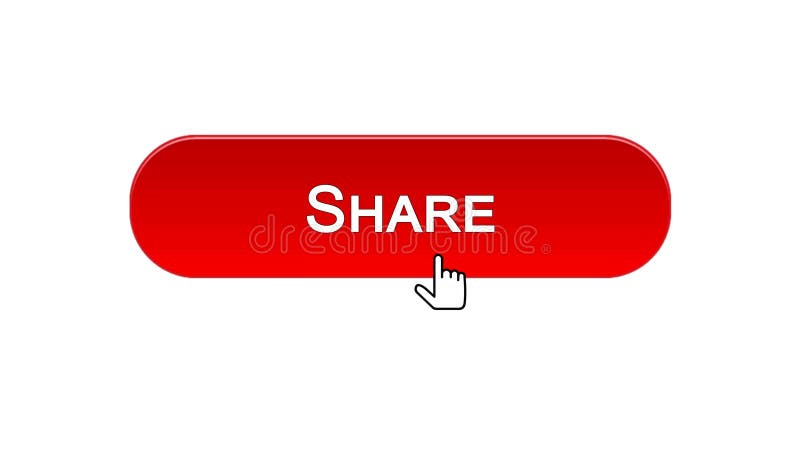 Share Web Interface Button Clicked With Mouse Cursor Red Color Social
