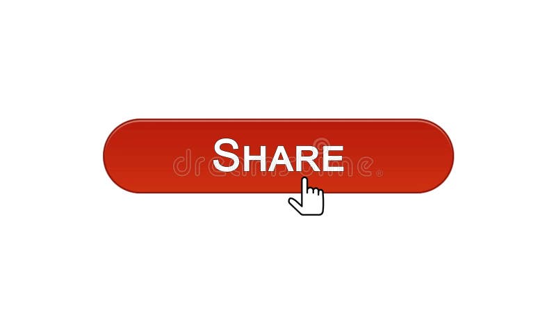 Share Web Interface Button Clicked With Mouse Cursor Wine Red Social