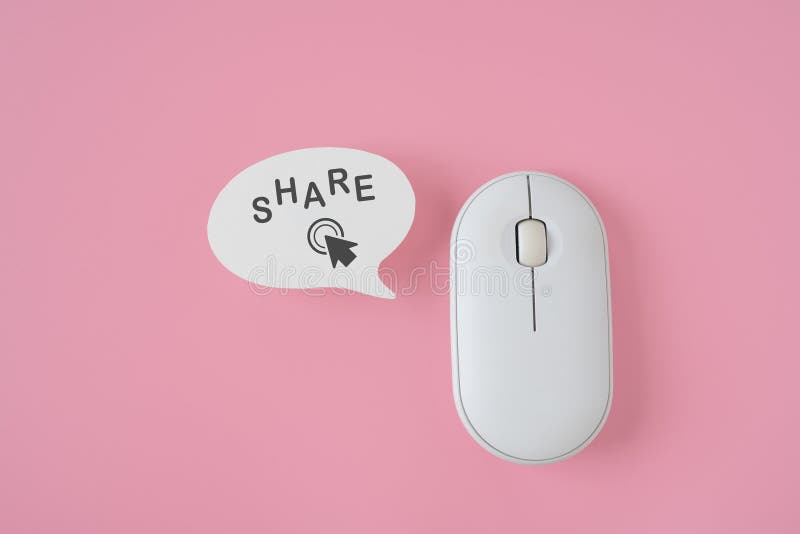 Share Word and Click Icon on Real Speech Bubble Paper Cut , Computer ...