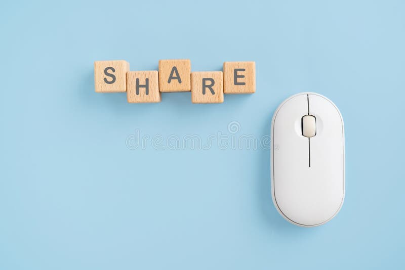 Share Text on Wooden Cube Blocks and Computer Wireless Mouse User ...