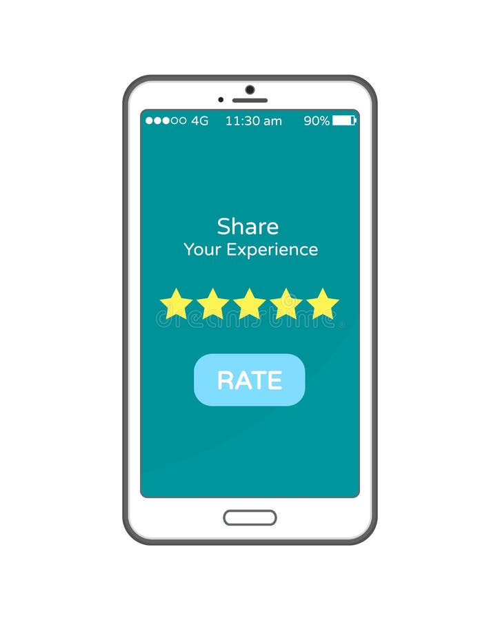 Share Your Experience Rate Button on Mobile Phone Stock Vector ...