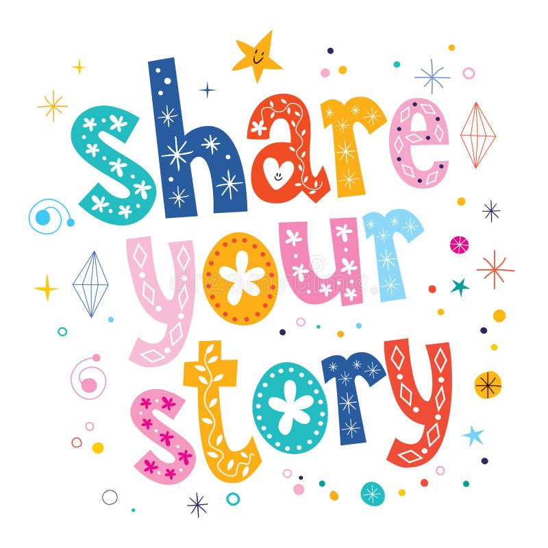Share Your Story Decorative Lettering Text Stock Vector - Illustration ...