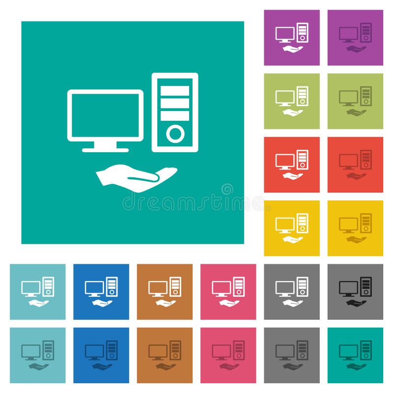 Shared Computer Square Flat Multi Colored Icons Stock Vector ...