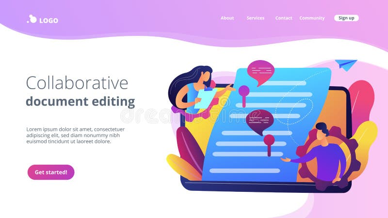 Shared Document Concept Landing Page. Stock Vector - Illustration of ...