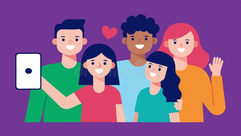 Shared Experiences Friends Taking Selfies Together and Immediately ...